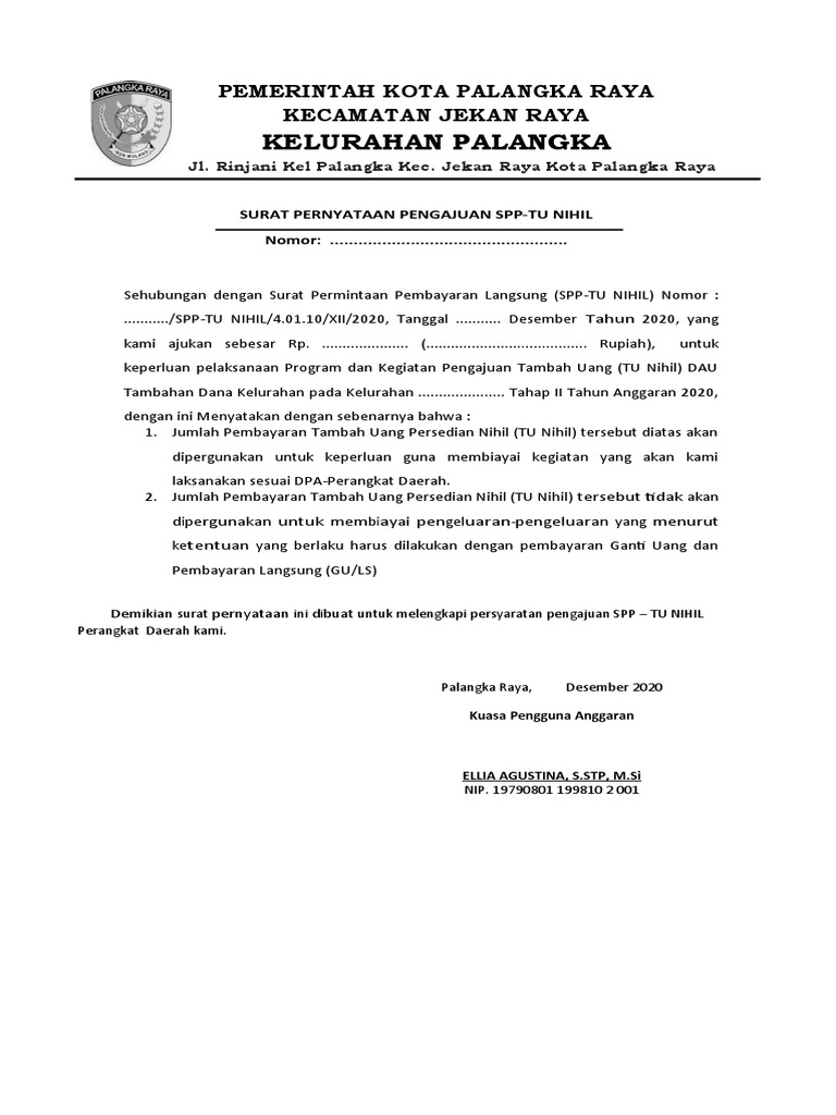 Surat Pernyataan Pengajuan SPP-LS | PDF