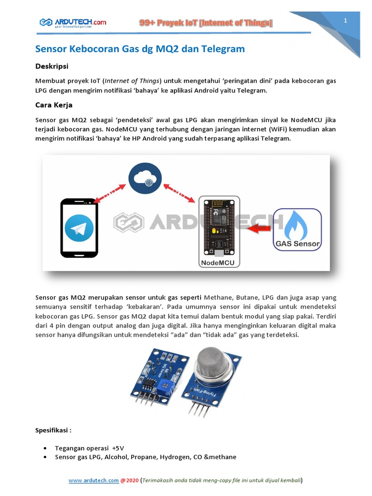 Sensor Kebocoran Gas DG MQ2 Dan Telegram | PDF