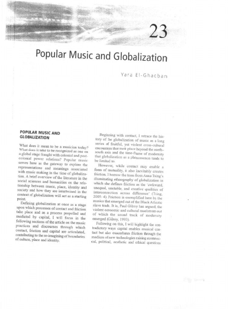 Popular Music and Globalization | PDF