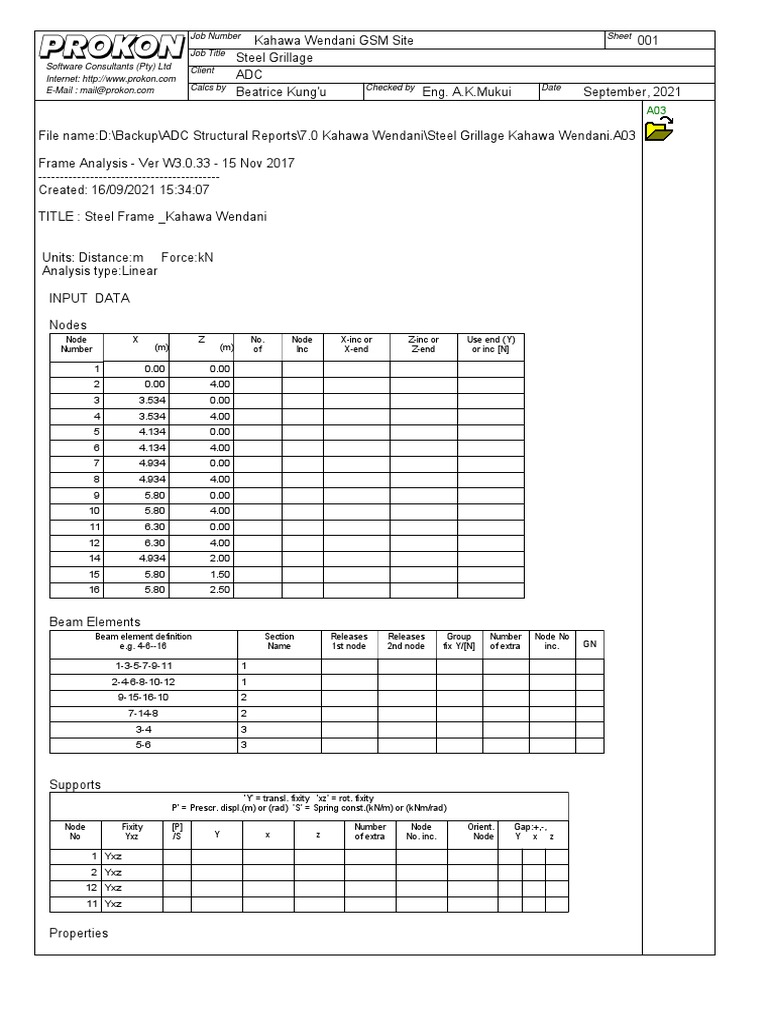 Steel Frame Analysis for Kahawa Wendani | PDF | Beam (Structure ...
