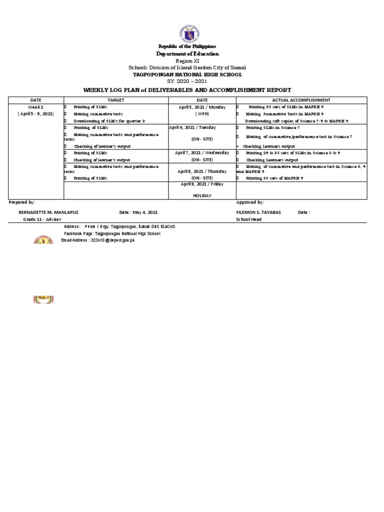 New Work Week Plan Detz | PDF