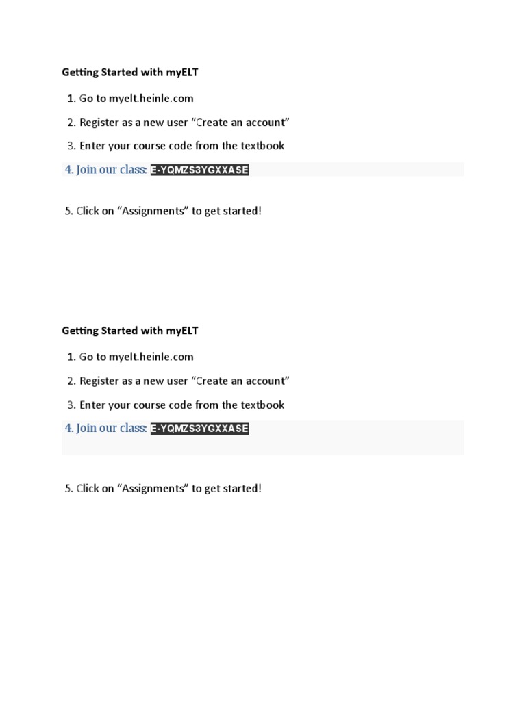 Getting Started With MyELT | PDF