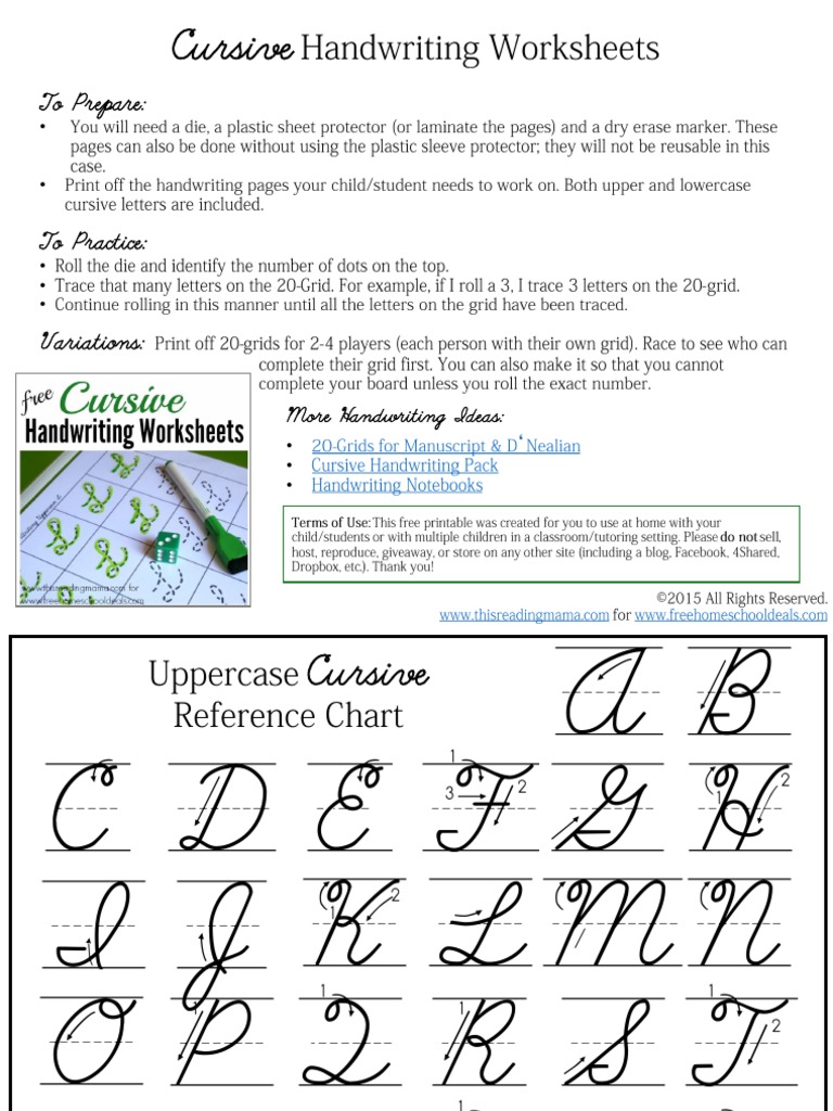 Cursive Handwriting Practice Grids | PDF | Letter Case | Collation