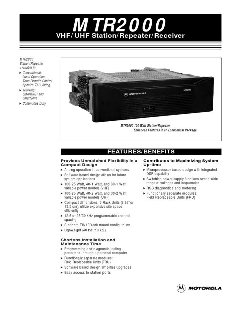 MTR2000 Spec Sheet | PDF | Decibel | Bandwidth (Signal Processing)