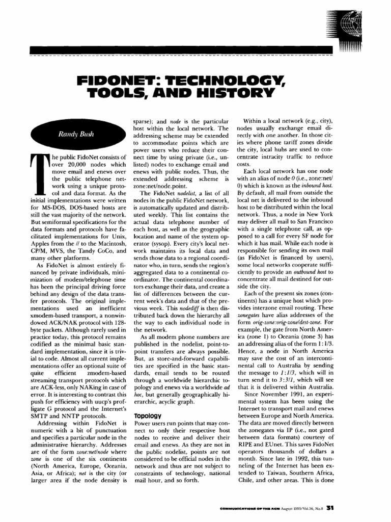 Fidonet: Technology, Tools, and History: Topology | PDF | Computer ...