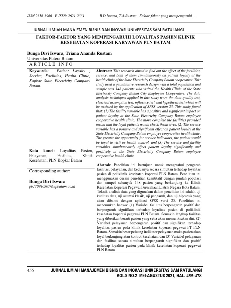Faktor-Faktor Yang Mempengaruhi Loyalitas Pasien Klinik Kesehatan ...