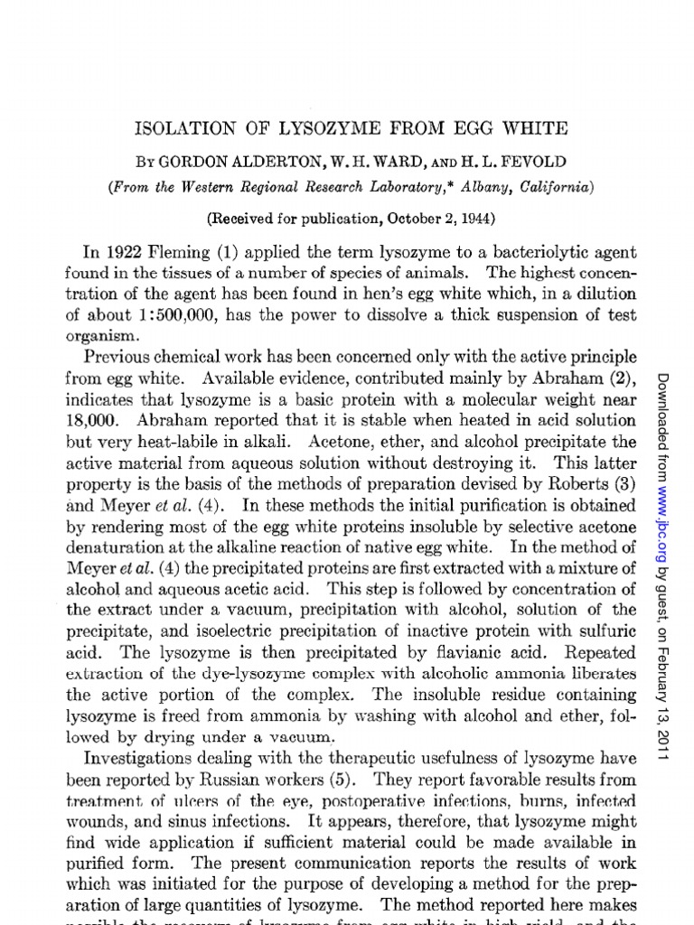 Isolation of Lysozyme From Egg White | PDF | Solubility | Adsorption