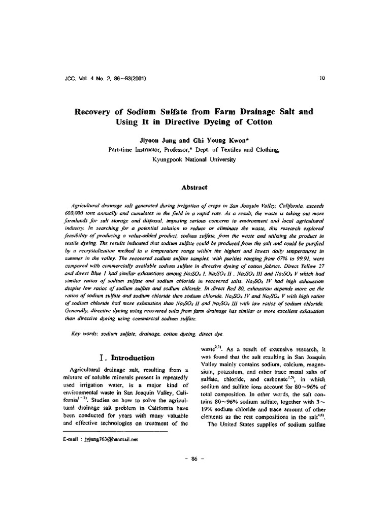 Recovery of Sodium Sulfate From Farm Dyainage Salt and Using It in ...