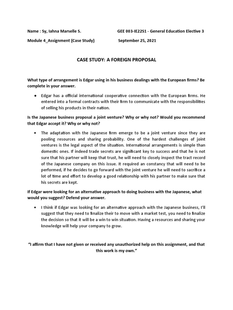 Case Study, Gee 003 | PDF