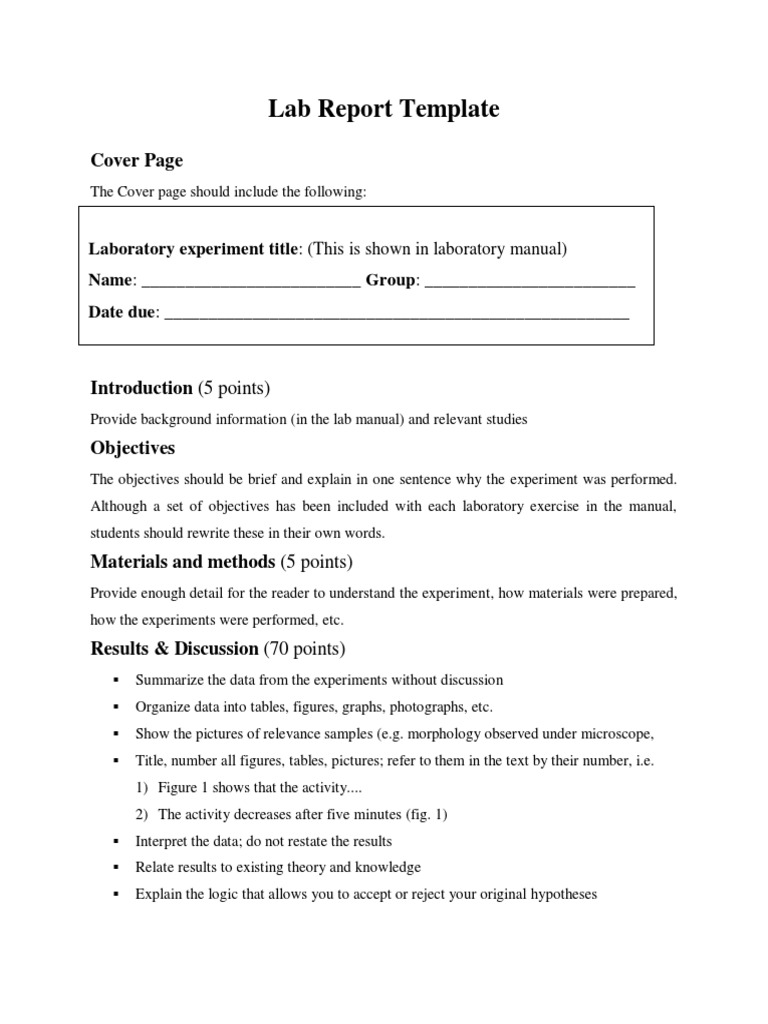 Lab Report Template: Cover Page | PDF | Experiment | Laboratories