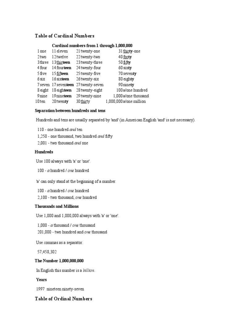 Cardinal and Ordinal Numbers | PDF