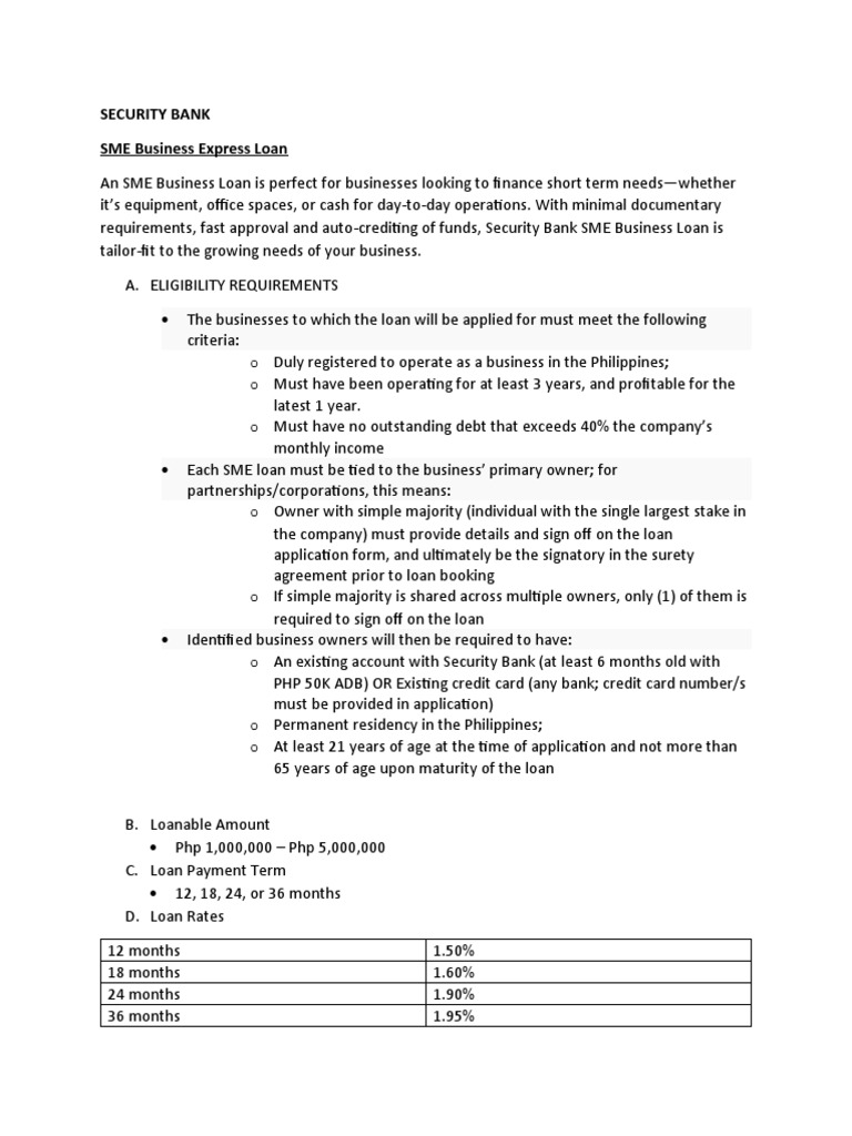 Security Bank | PDF | Loans | Banks