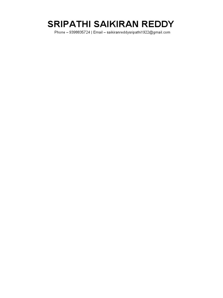 Sripathi Saikiran Reddy | PDF | Computing | Information Technology Management