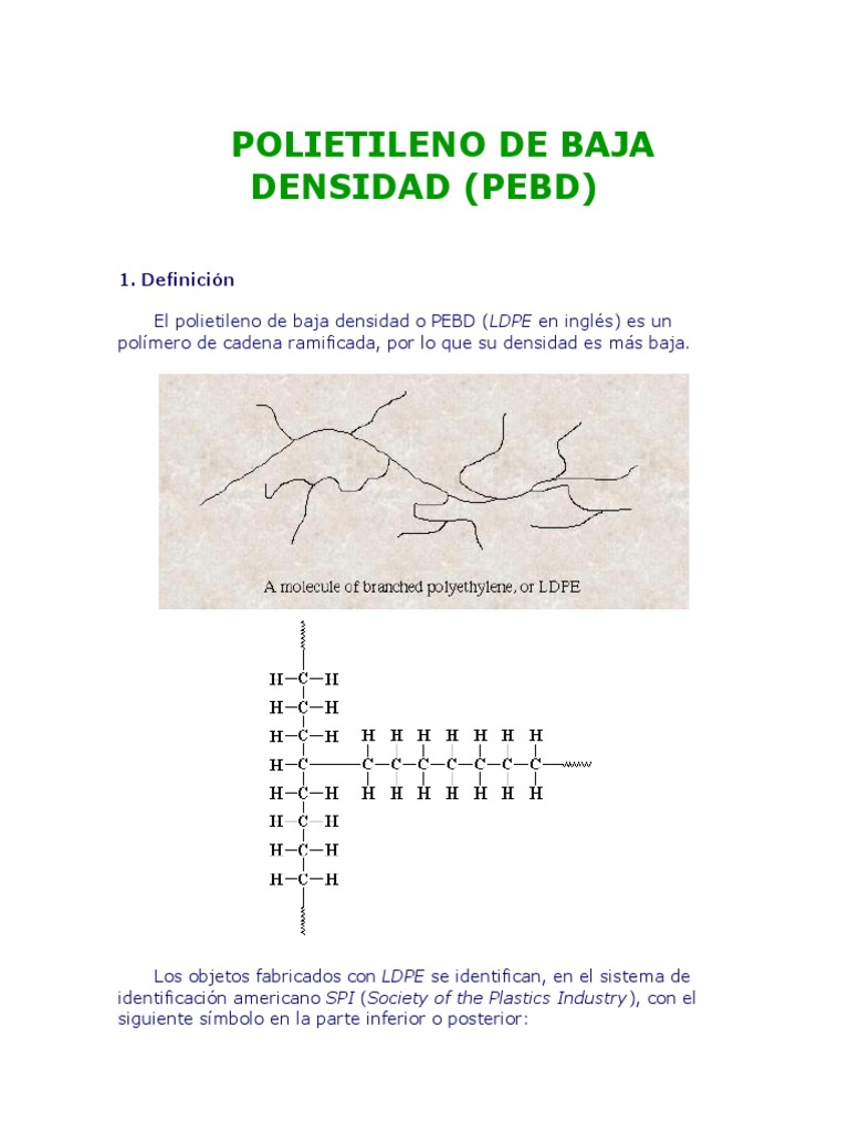 Estructura y propiedades del PEBD | PDF | Polietileno | Polímeros