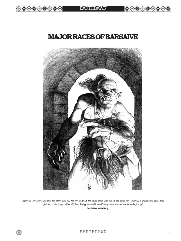 Earthdawn Major Races of Barsaive | PDF | Elf (Dungeons & Dragons)