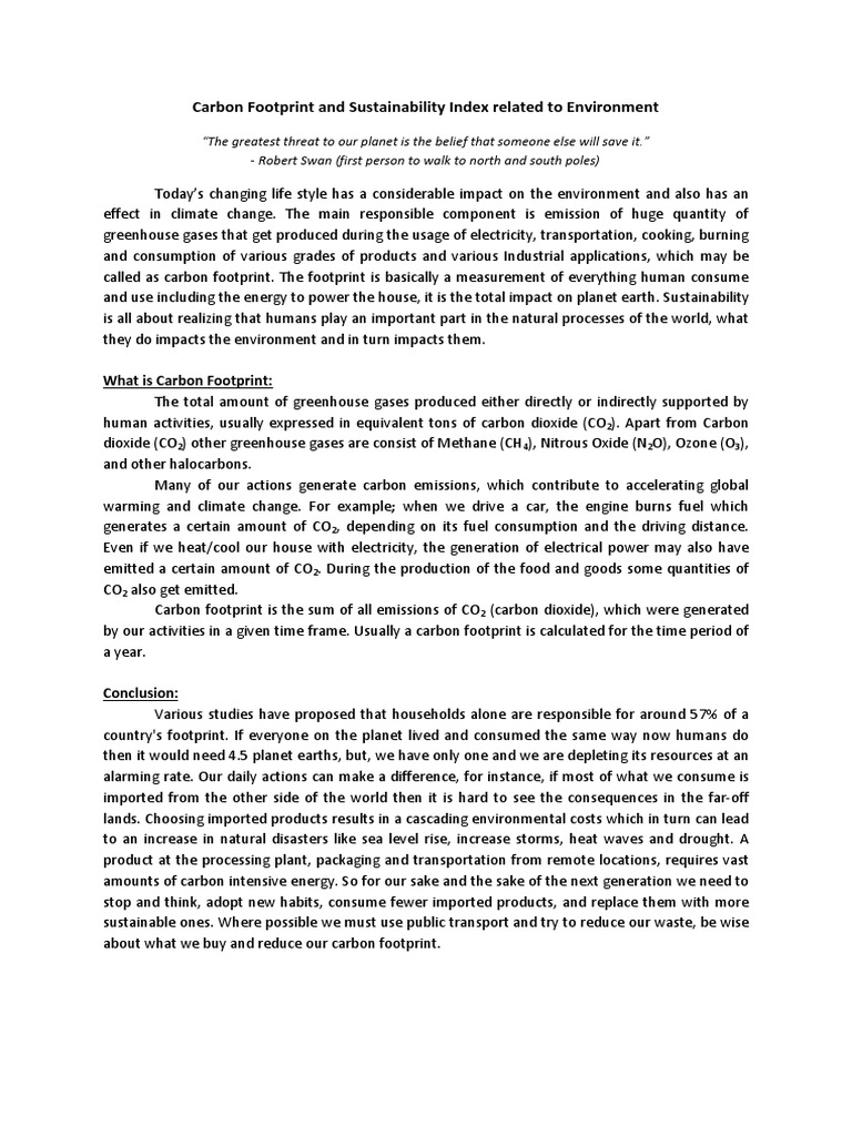 Essay-Carbon Footprint | Download Free PDF | Greenhouse Gas | Carbon ...