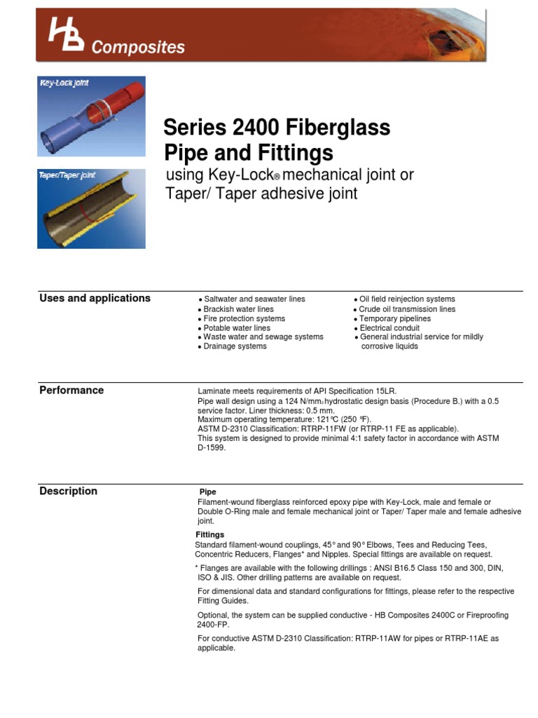 Series 2400 Fiberglass Pipe and Fittings: Using Key-Lock Mechanical ...