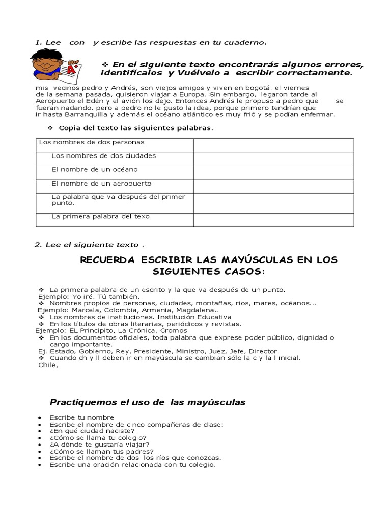 Uso Correcto de Mayúsculas y Corrección de Errores en Textos | PDF