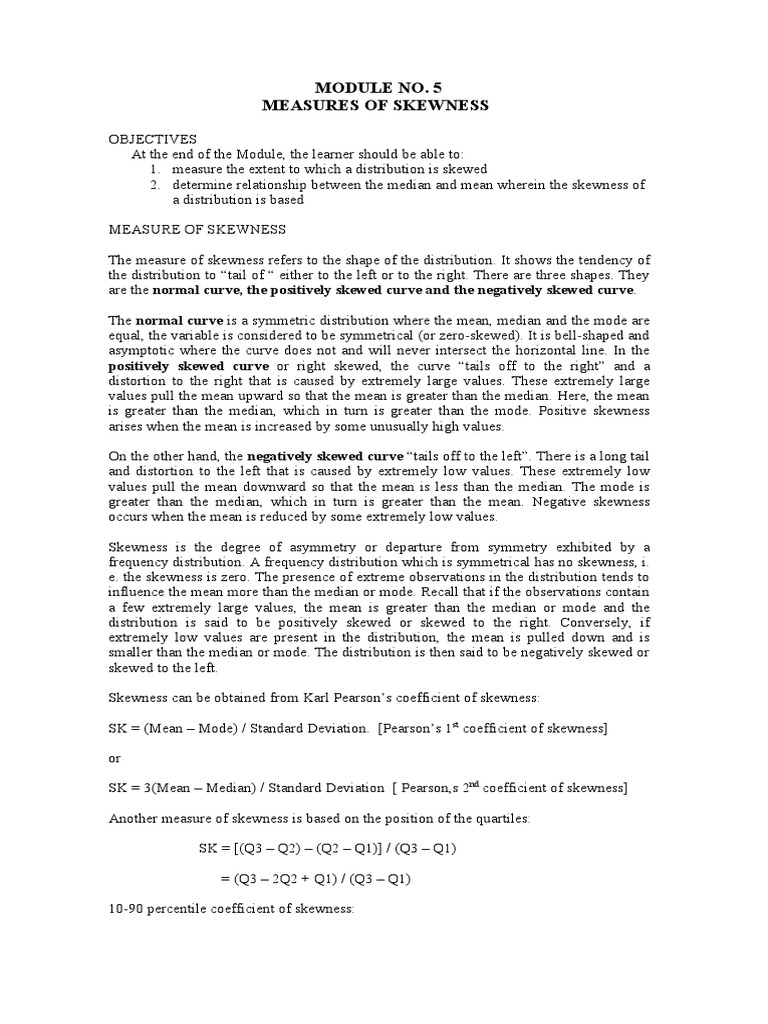 Stat Measures of Skewness | PDF | Skewness | Mode (Statistics)