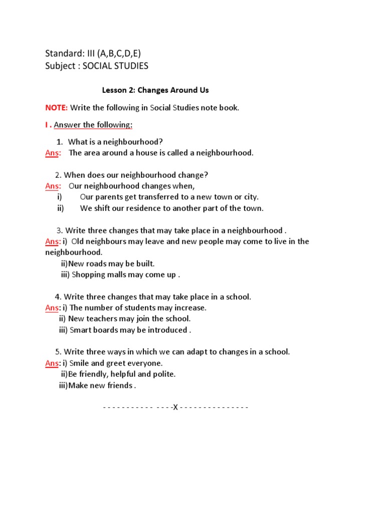Lesson 2 - Changes Around Us | PDF | Career & Growth | Social Science