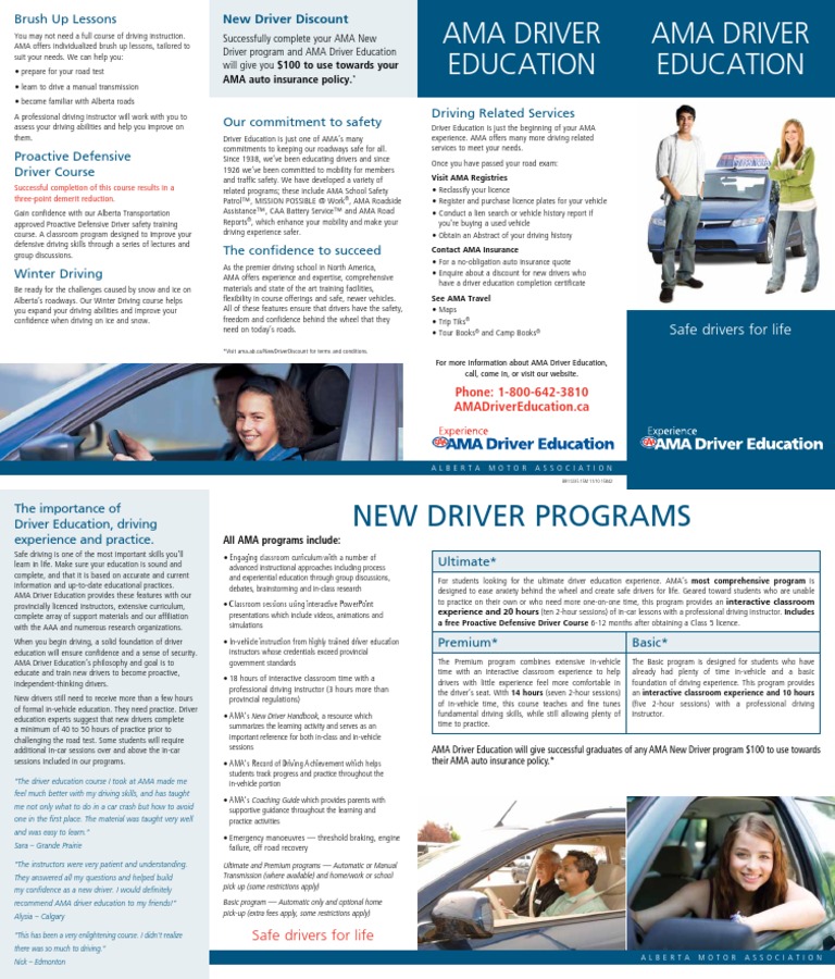 AMA Driver Education - General Brochure | PDF | Driving | Teaching