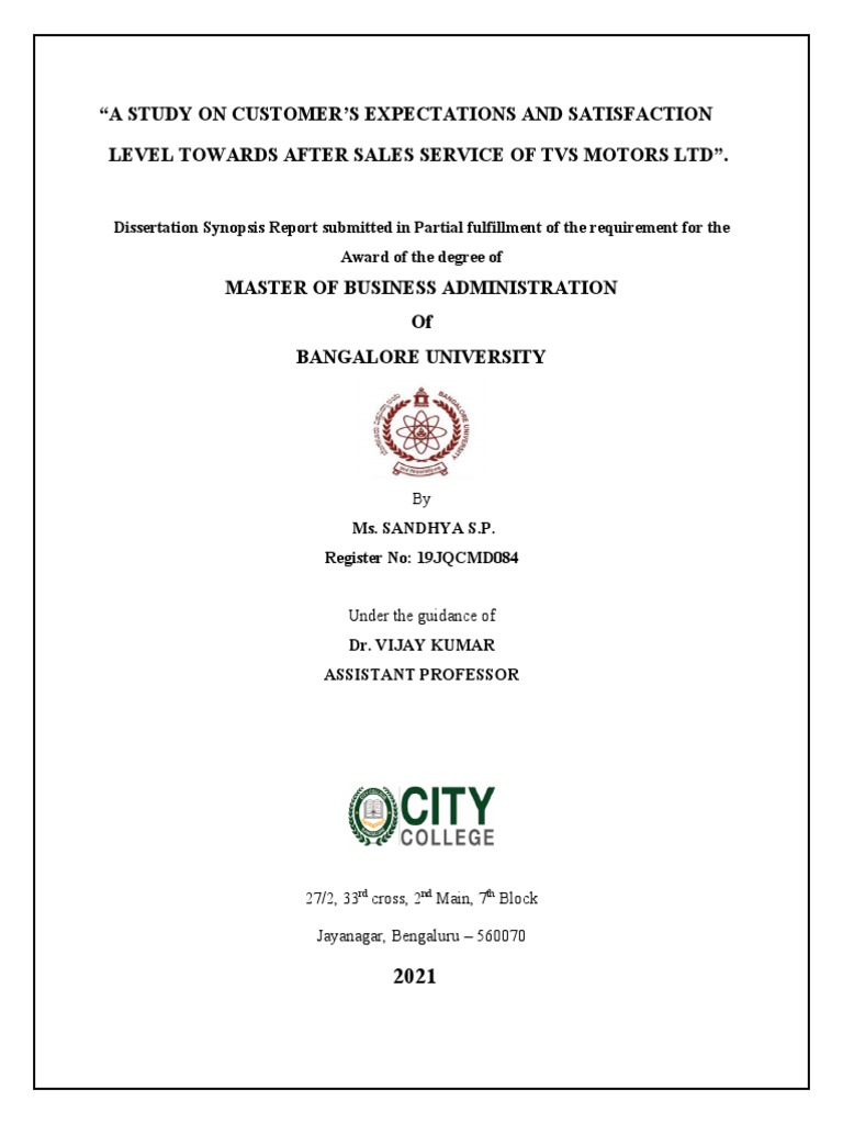 Sandhya S P 4th Sem Project | PDF | Customer Satisfaction | Survey ...
