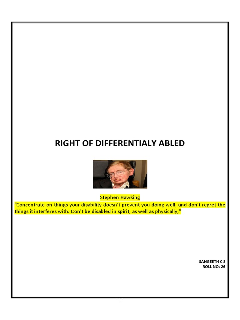Differentially Abled - 25 - 05 - 2021 | PDF | Disability | Human Rights