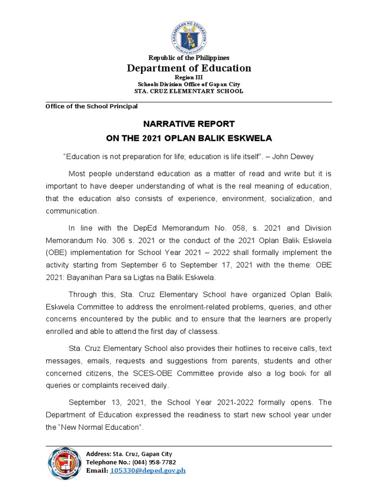 Oplan Balik Eskwela Narrative | PDF | Communication