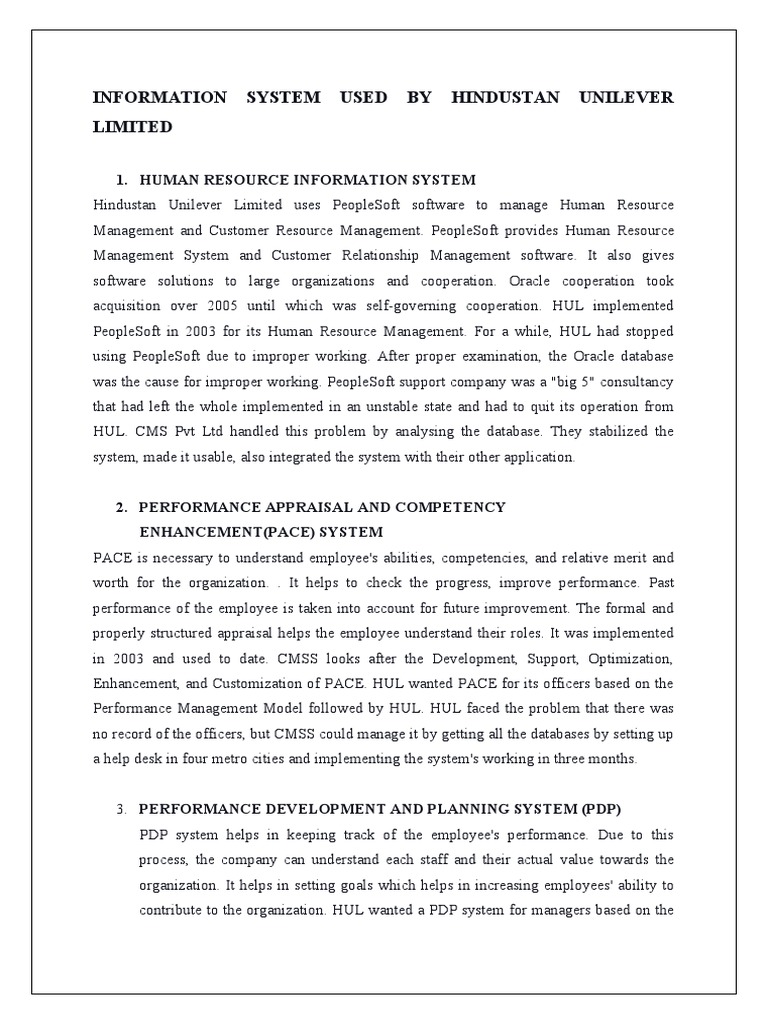 Information Systems at Hindustan Unilever | PDF | Procurement | Customer
