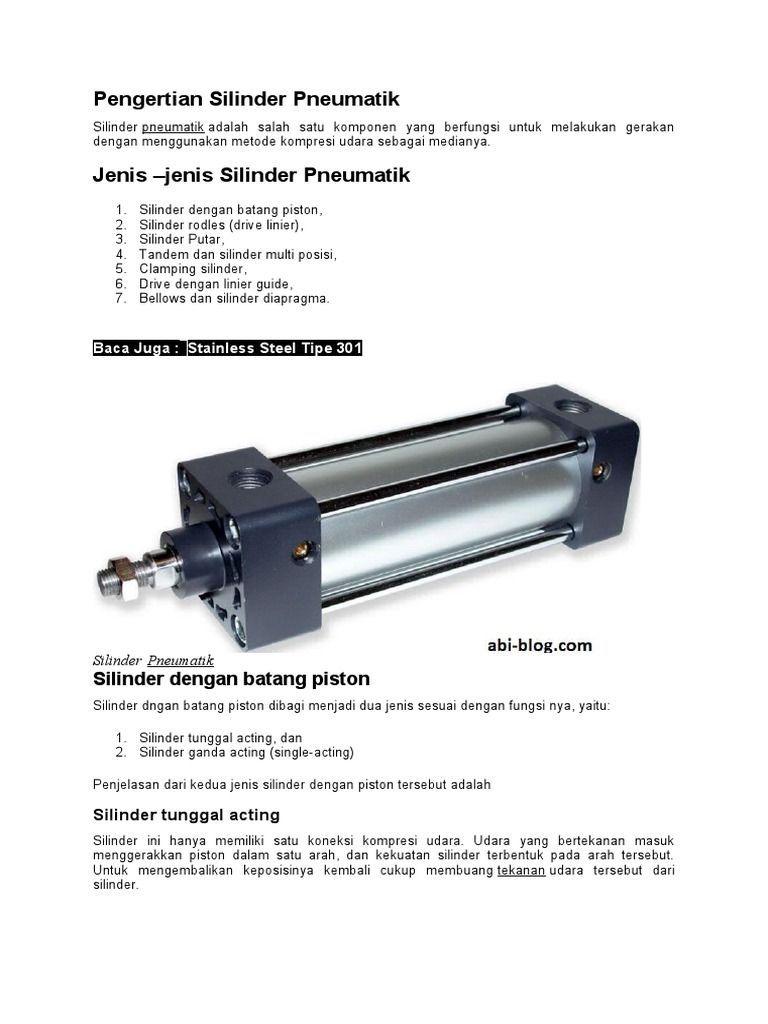 Pengertian dan Jenis Silinder Pneumatik | PDF