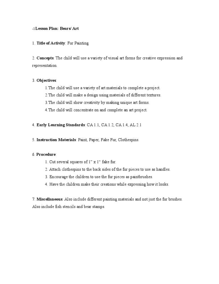 Lesson Plan Template - Art | PDF
