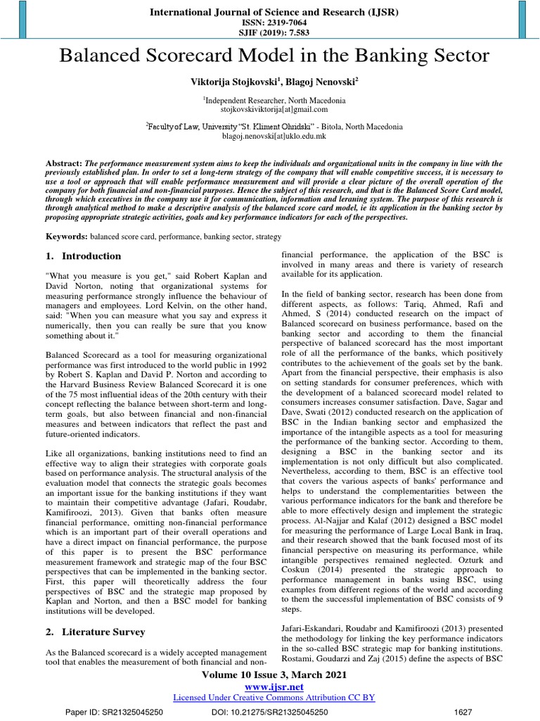 Balance Score Card For Banking | PDF | Banks | Customer