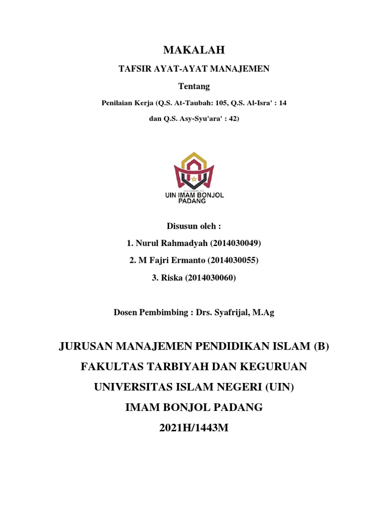 Makalah KLP 4 Tafsir Ayat-Ayat Manajemen | PDF