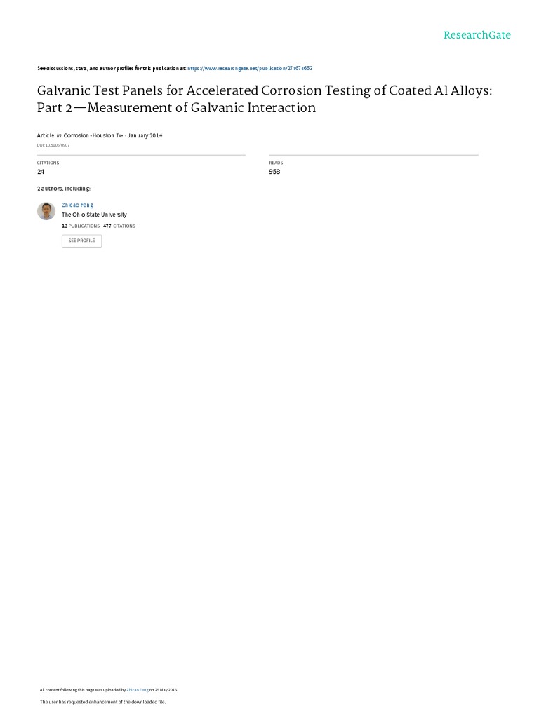 Galvanic Test Panels For Accelerated Corrosion Testing of Coated Al ...