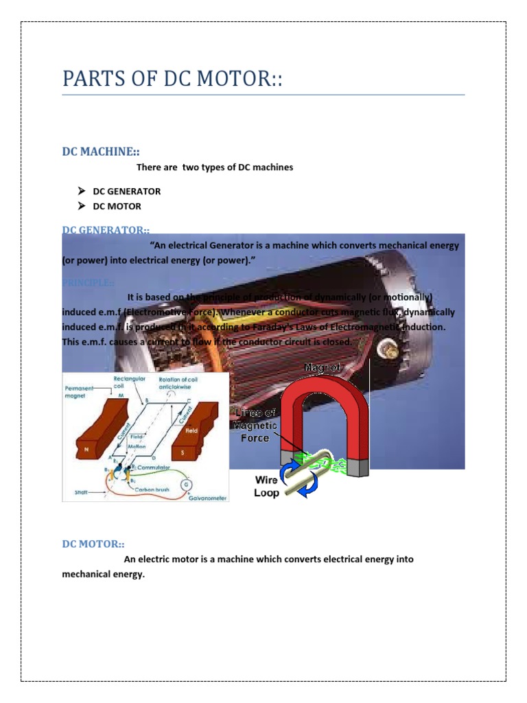 Parts of DC Motor | PDF | Electric Motor | Electromagnetic Induction