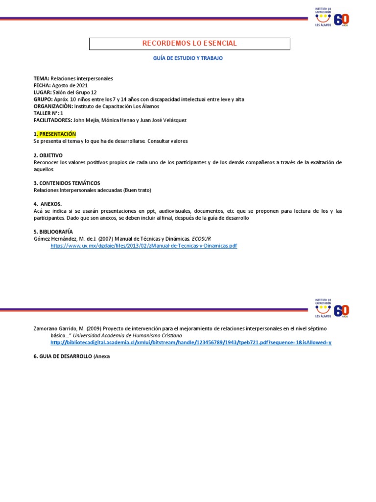 Taller 1 Relaciones Interpersonales | PDF