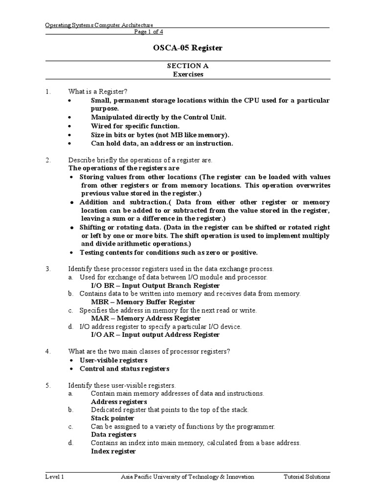 Osca 05 Register Operating Systems Computer Architecture 1 Of 4 Pdf Input Output Computer