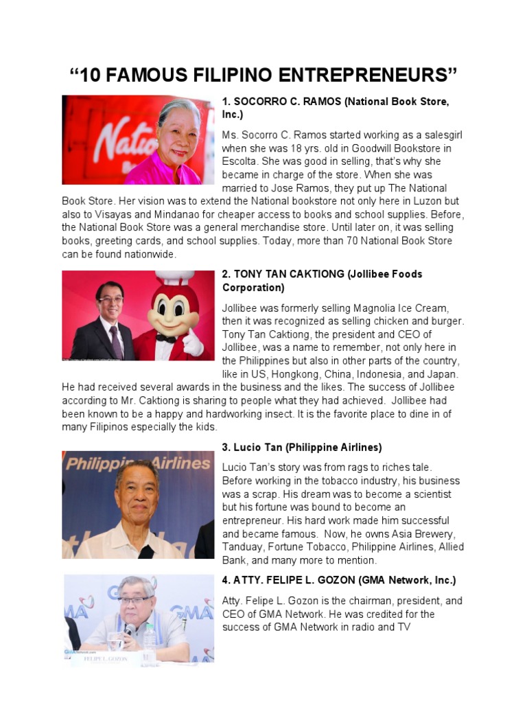 10 Famous Filipino Entrepreneurs (Castroverde) | PDF | Companies Of The ...