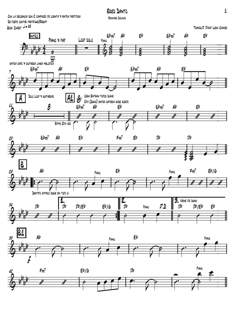 Eres Santo - Jennifer Salinas - Chart | PDF
