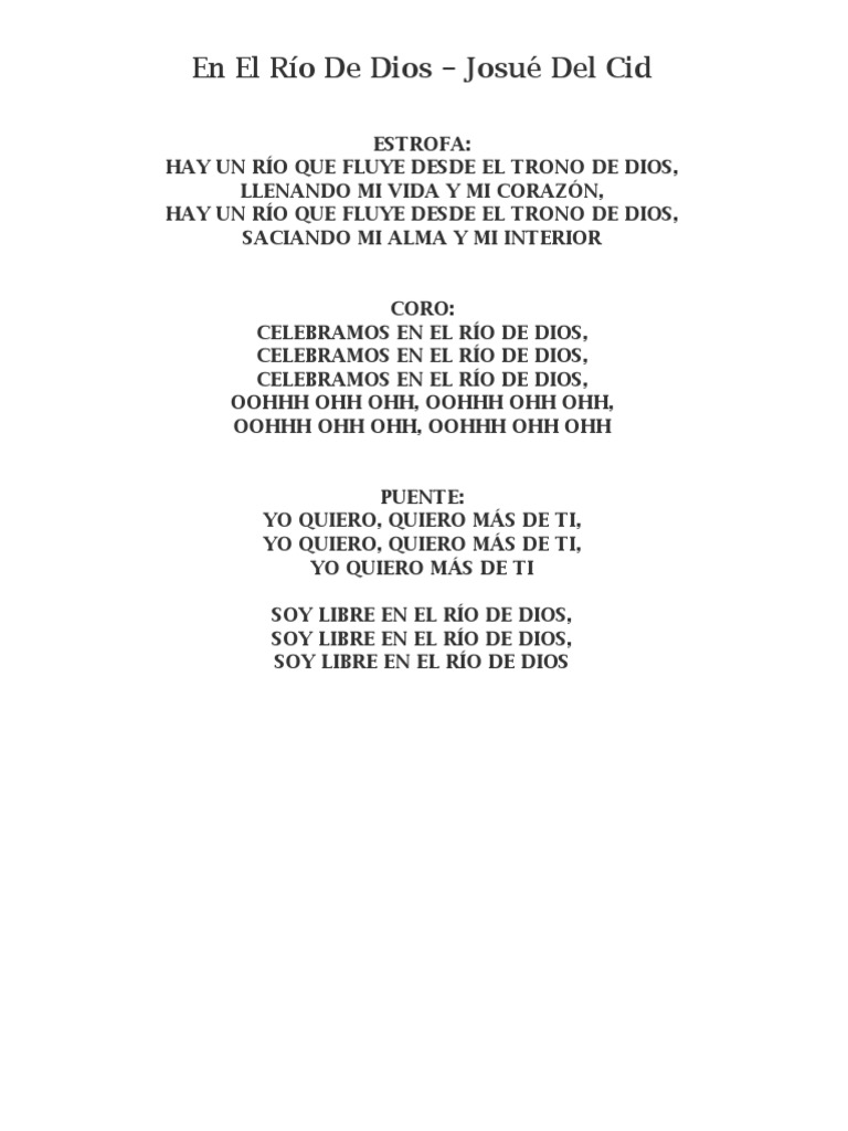 En El Río de Dios - Josué Del Cid - Letra | PDF