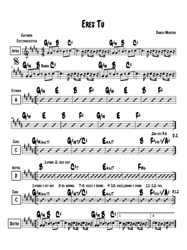 Eres Tu - Danilo Montero - Chart (Arreglado) | PDF