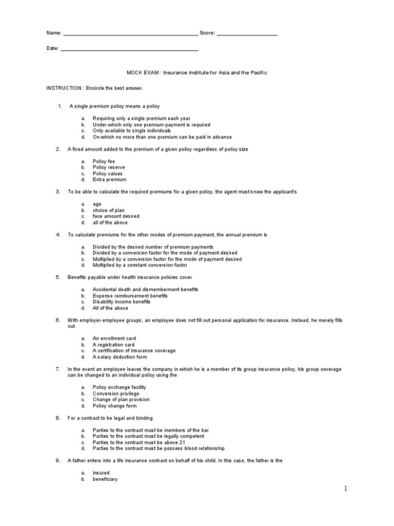 Asia Pacific Licensure Examination | PDF | Insurance | Life Insurance
