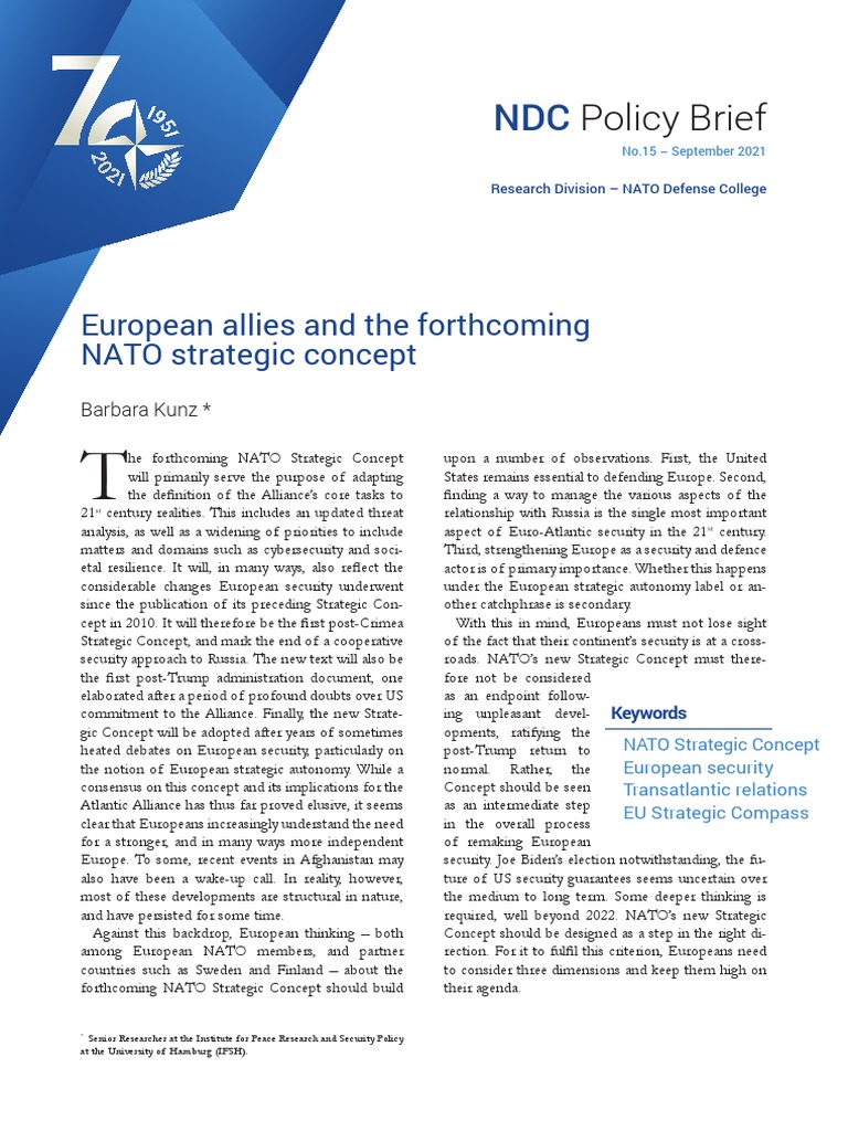 Policy Brief: European Allies and The Forthcoming NATO Strategic ...