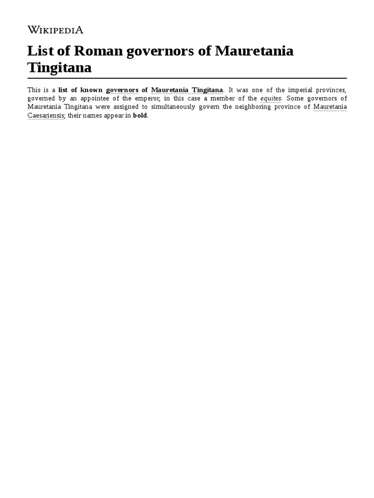 List of Roman Governors of Mauretania Tingitana | PDF | Ancient Rome ...