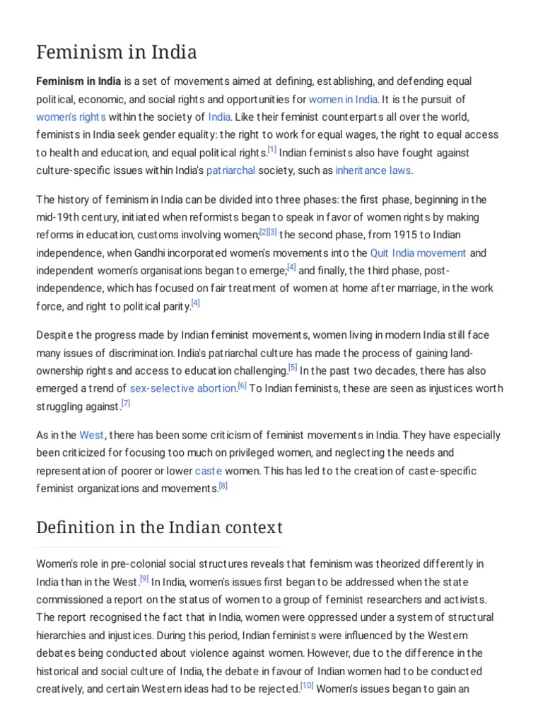 Feminism in India - Wikipedia | PDF | Feminism | Gender Studies