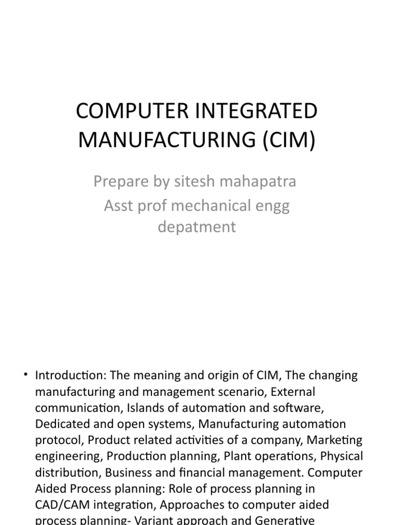 Computer Integrated Manufacturing (Cim) | PDF | Automation | Computer ...