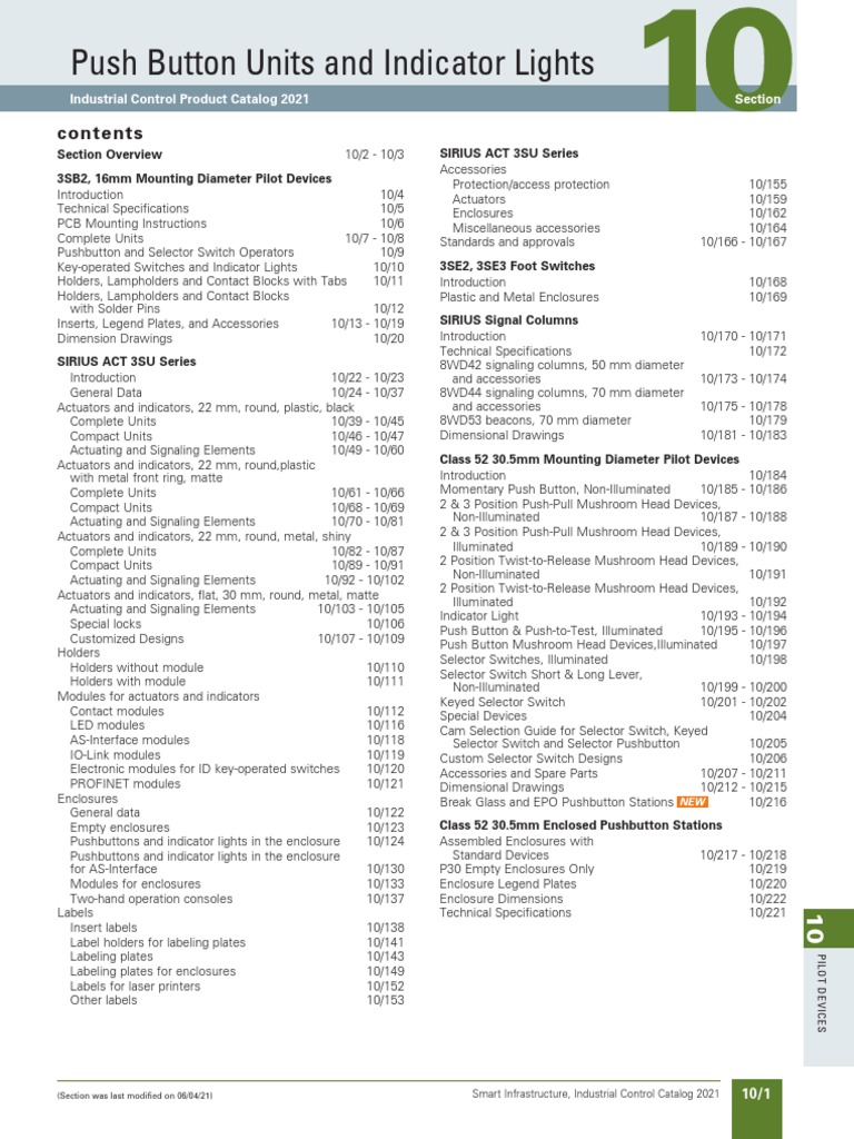 Industrial Control Pilot Devices Catalog | PDF | Switch | Printed ...