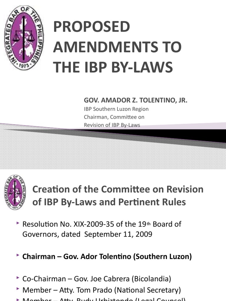Proposed Amendments To The Ibp By-Laws | PDF | Public Law | Official ...