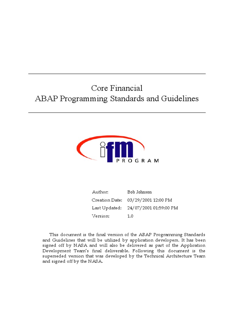 ABAPProgramming Standards | PDF