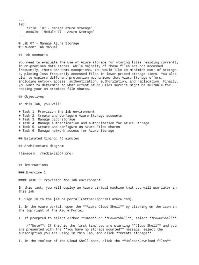 LAB 07-Manage Azure Storage | PDF | Microsoft Azure | Computer Network